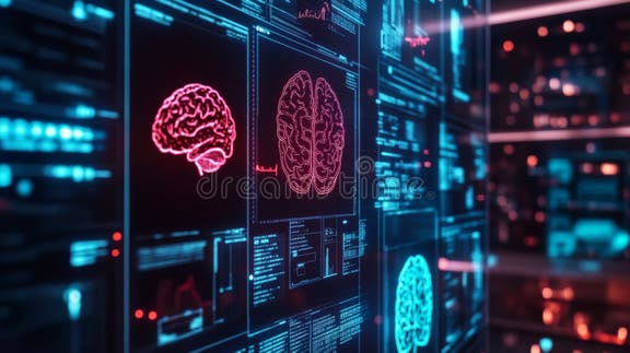 Neural Networks Visualized in Futuristic Interface Stock Image - Image ...