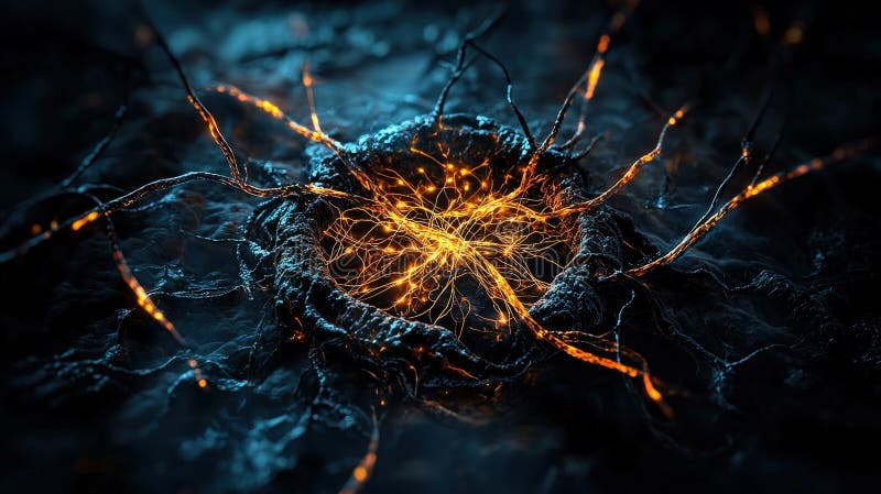 Neural Pathways Illuminated in a Dark Lab Scientific Visualization Digital Art Futuristic ...