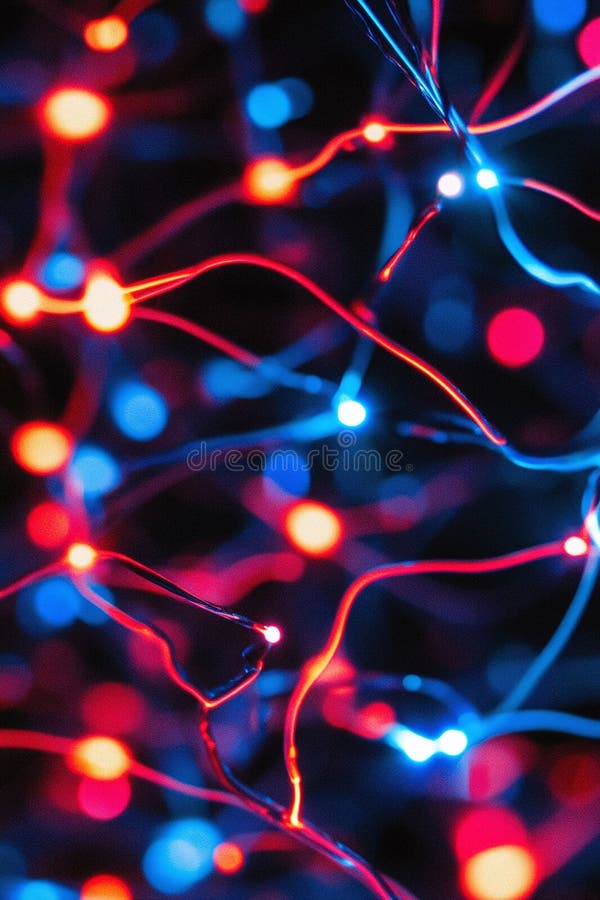 Neural Pathways Illuminated with Neon Pulse Effects Stock Illustration ...