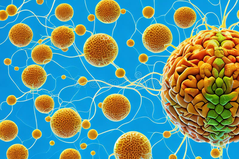 Glowing Brain Cells and Networks, Seen Under Microscope Lens Stock ...