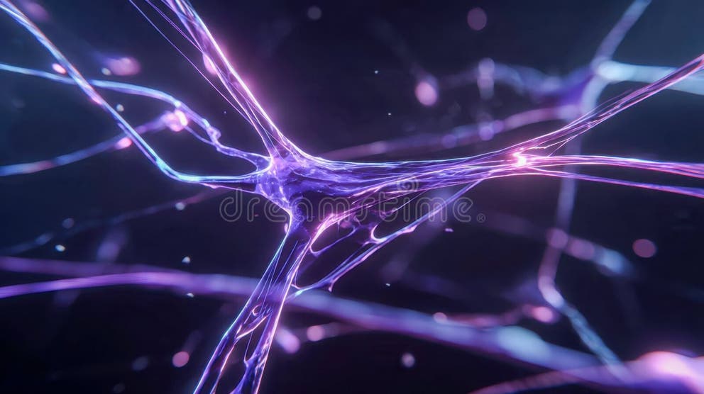 Neural Synapse with Bright Purple Connections Stock Photo - Image of ...