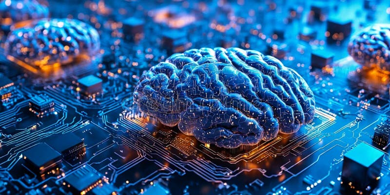 Neural Synthesis: AI As the Industry Cortex Stock Illustration - Illustration of blue, pathways ...