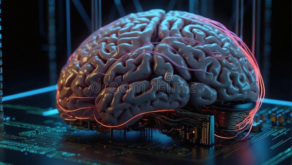 Neuralink in Brain with Wire, Chipset, Using Generative Ai Stock ...