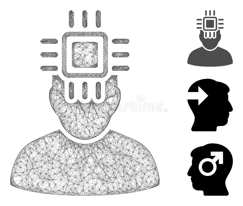Neuro Interface Polygonal Web Vector Mesh Illustration Stock Vector ...