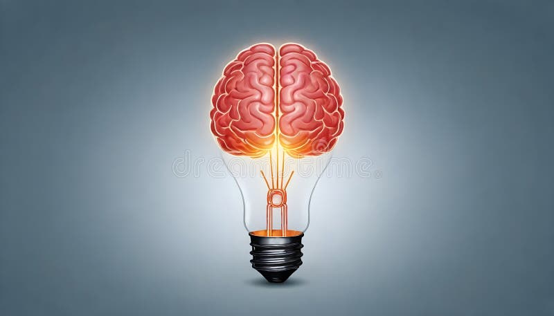 Neuro-luminescence: Transforming Thoughts into Innovations, Brain Power Stock Illustration ...