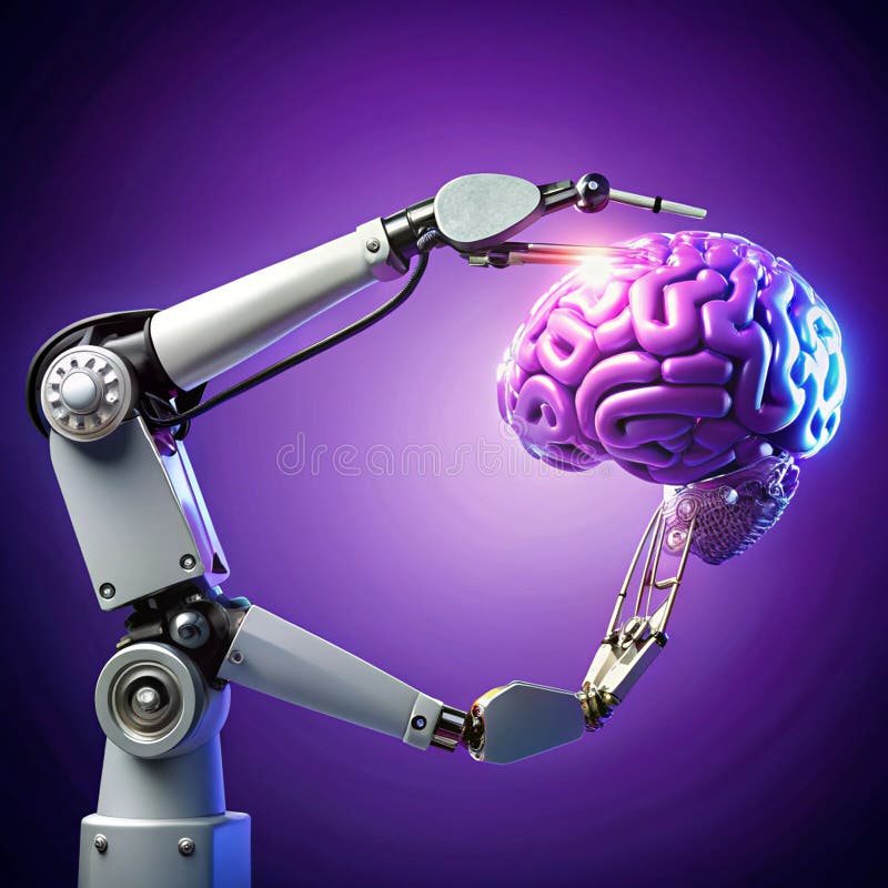 Neuro-Machine Interface Connecting Human Brain and Robotic Arm Stock ...