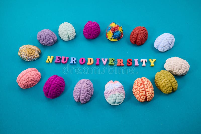 Neurodiversity Concept. Multicolored Figures of the Brain Stock Image ...