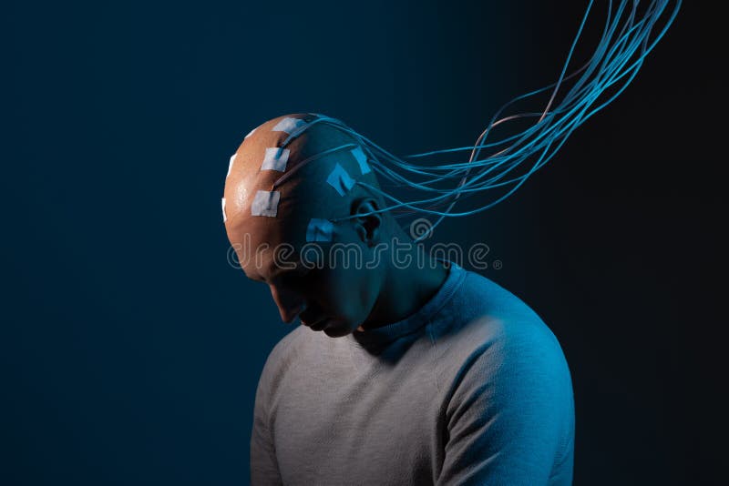 Neurointerface, Brain - Computer Communication. Cyberpunk Concept Stock ...
