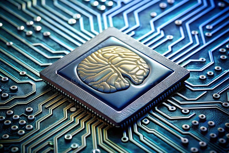 Neurological AI Data: Electronic Brain Concept in Cyberspace Stock ...