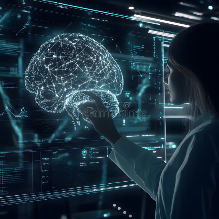 Neurological Brain-machine Interfaces and Cognitive Technologies. Modern High-tech Feel Stock ...