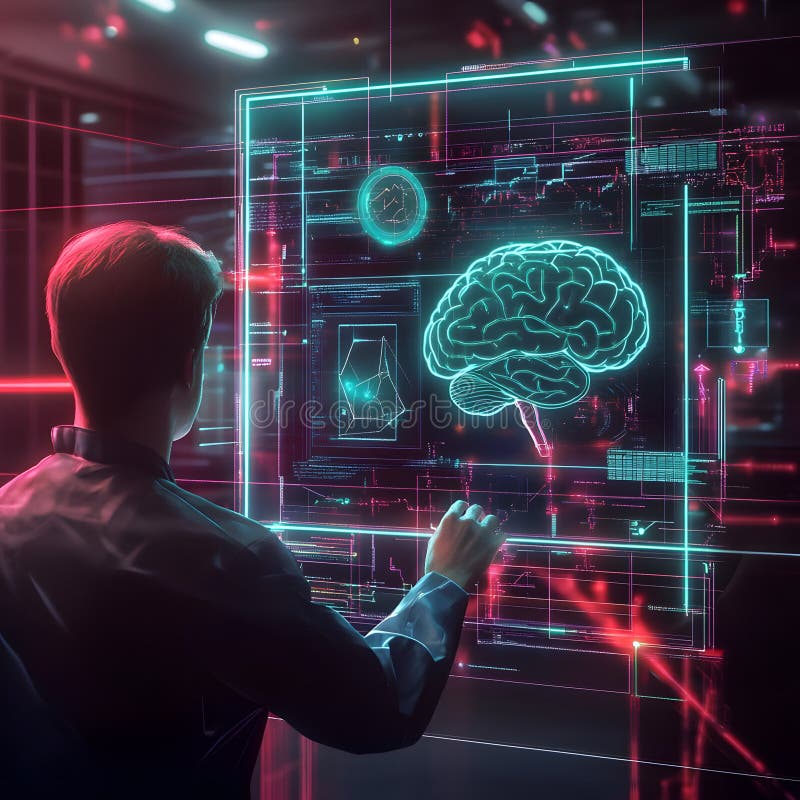 Neurological Brain-machine Interfaces and Cognitive Technologies. Modern High-tech Feel Stock ...