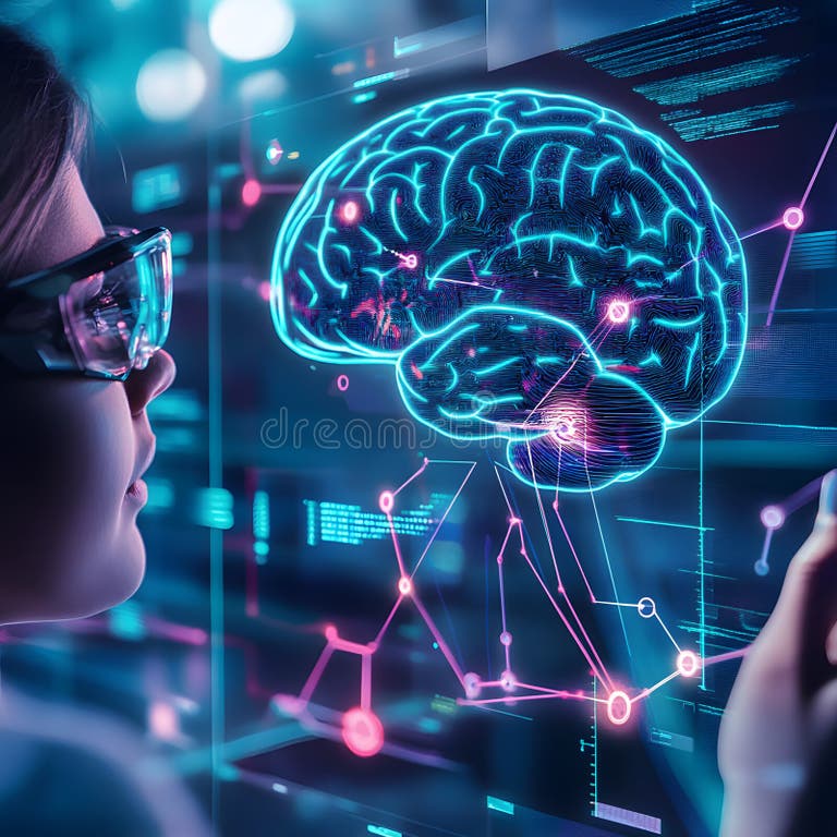 Neurological Brain-machine Interfaces and Cognitive Technologies. Modern High-tech Feel Stock ...