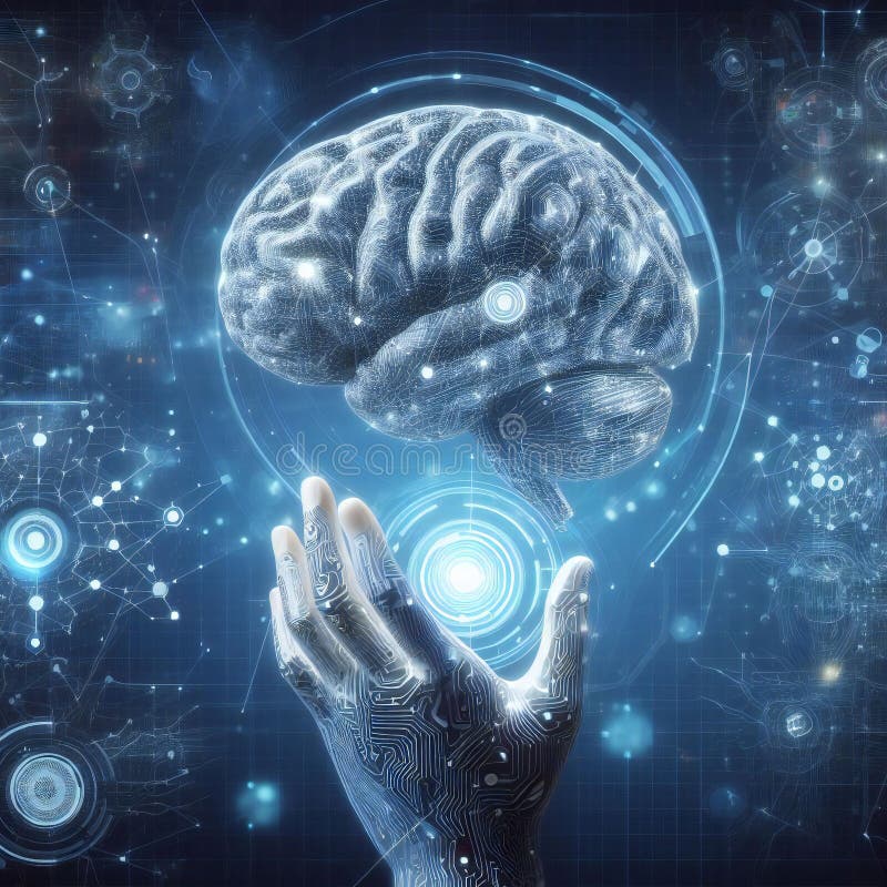 Neurological Innovation with Brain in Holding Hand Ai Generated Stock ...