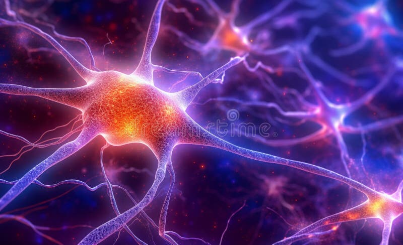 Neurological Medicine - New Neuron in the Brain. Stock Illustration ...
