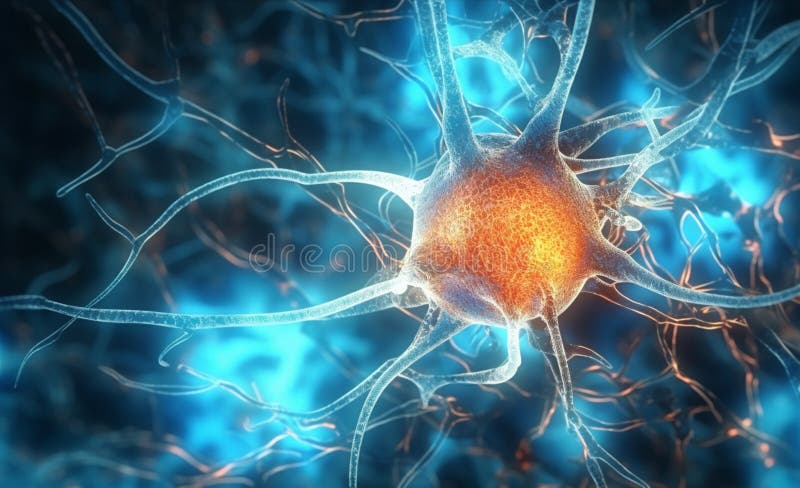 Neurological Medicine - New Neuron in the Brain. Stock Illustration ...