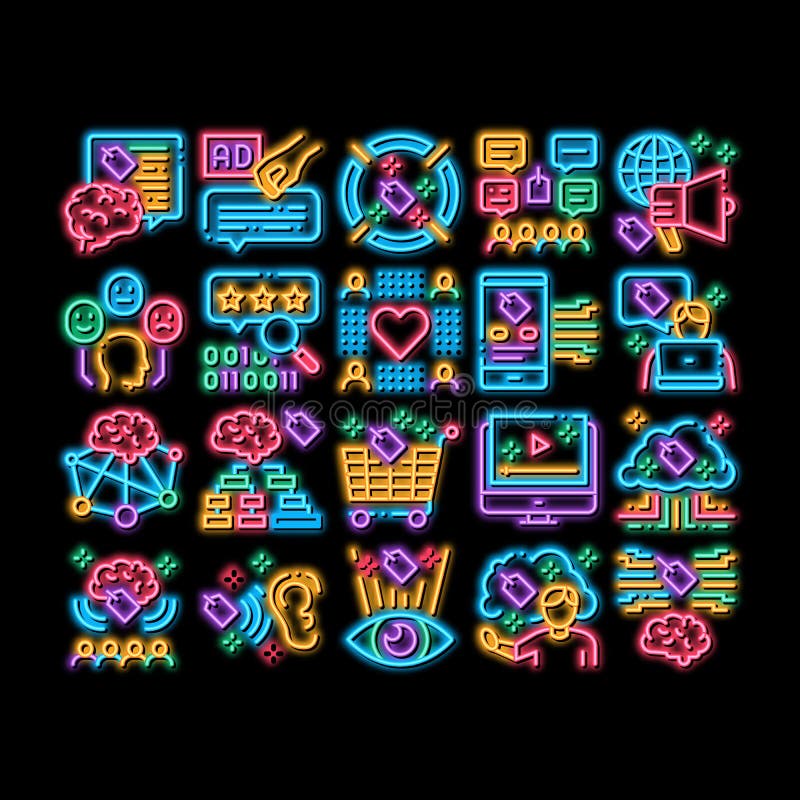 Neuromarketing Business Strategy Icons Set Vector Stock Illustration ...