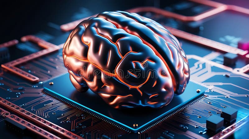Neuromorphic Computing Brain on Circuit Board Stock Image - Image of ...