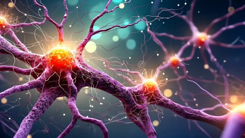Neuron Activity Illustration, Capturing the Spark of Human Cognition. a ...