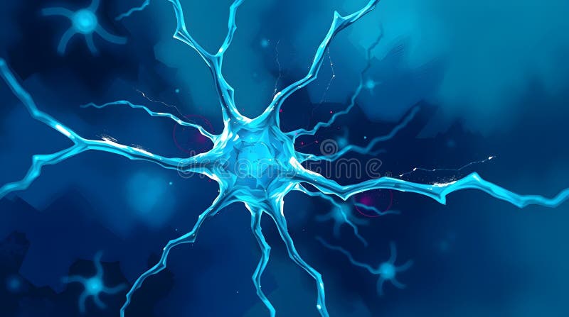 Neuron of Brain in Cool Complementary Epic Color. Stock Photo - Image ...
