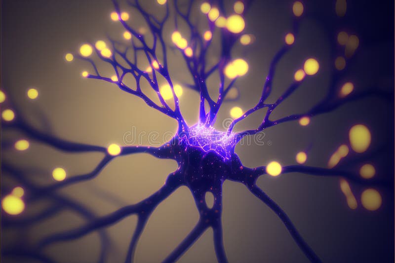 Neuron Cell, 3d Illustration, Computer Generated, Dark Background Stock ...