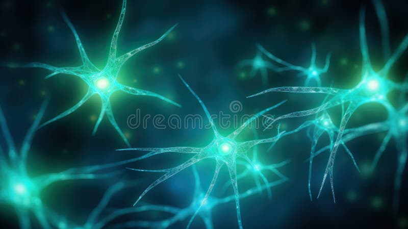 Neuron Cell. 3D Illustration of Neuron Cell with Neurons Activity ... Neuron Cell. 3D Illustration of Neuron Cell with Neurons Activity ...