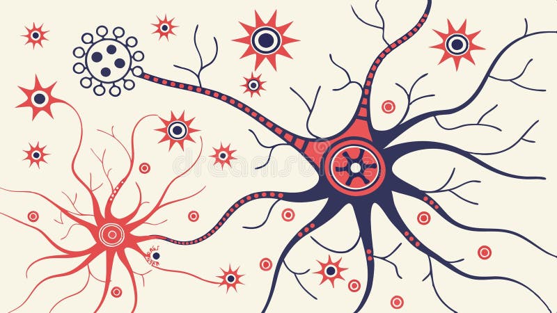 Neuron Cell with Decor, Nerve Cell Biology Art Vector Design Generative ...