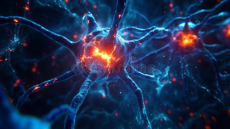 Neuron Cell Firing Electrical Impulse Network Stock Illustration ...