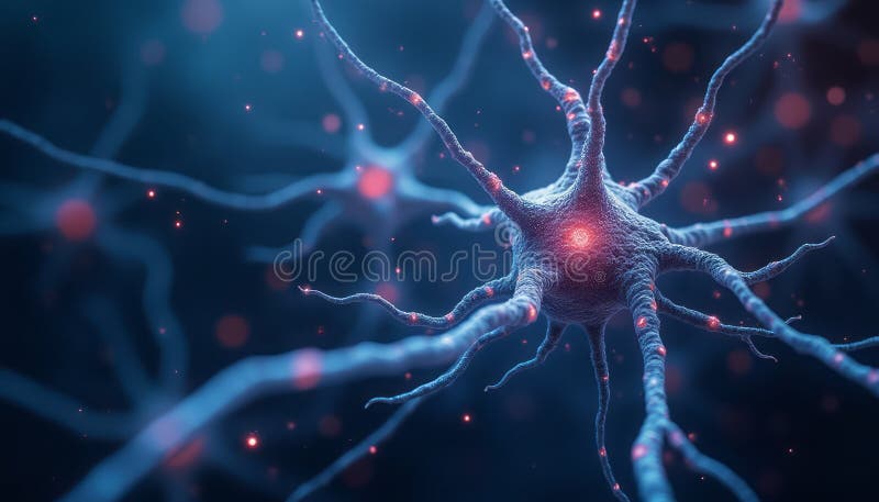 Neuron Cell with Glowing Neural Connections Stock Image - Image of cell ...