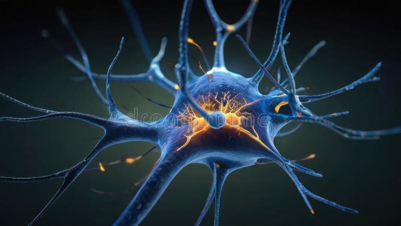 Neuron Cell High Resolution Illustration of Axon, Dendrites and Cell ...