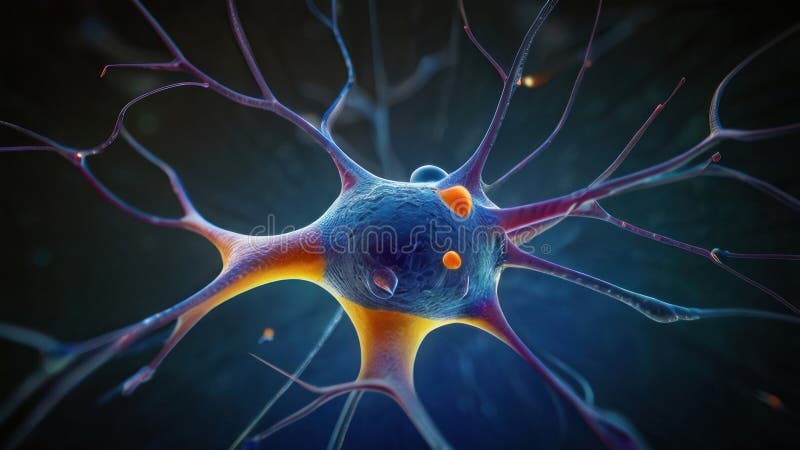 Neuron Cell High Resolution Illustration of Axon, Dendrites and Cell ...