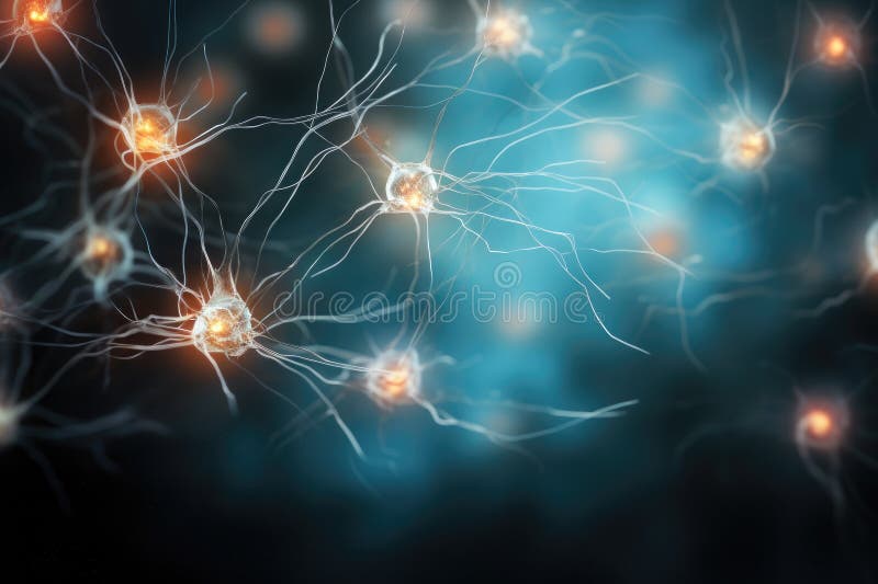 Neuron Cell with Neurons and Nervous System, 3D Illustration ...