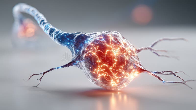 Neuron Cell, Synapse, Brain Activity Concept Stock Illustration ...