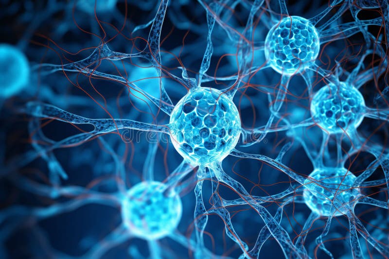 Neuronal Structure of Brain Generative AI Stock Illustration ...