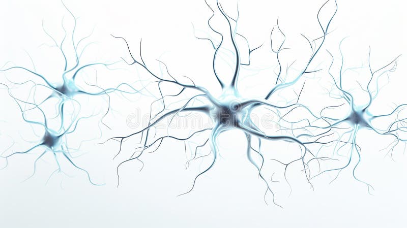 Neuron Cells on Blurred Background with Light and Glowing Particles ...
