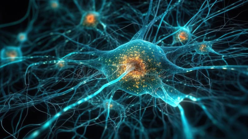 Neuron Cells in Brain, Nervous System Connection Stock Illustration ...