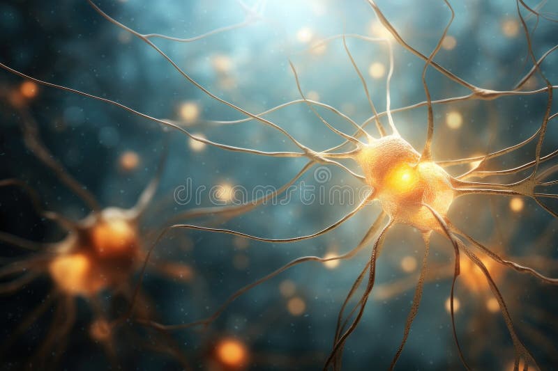 Neuron Cells, 3D Illustration of Neurons and Nervous System, Computer ...