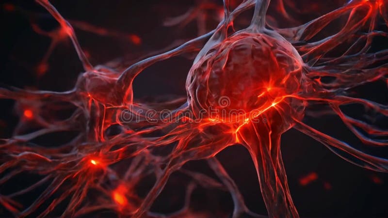 Neuron Cells. Detailed Neuronal Network with Illuminated Connections ...