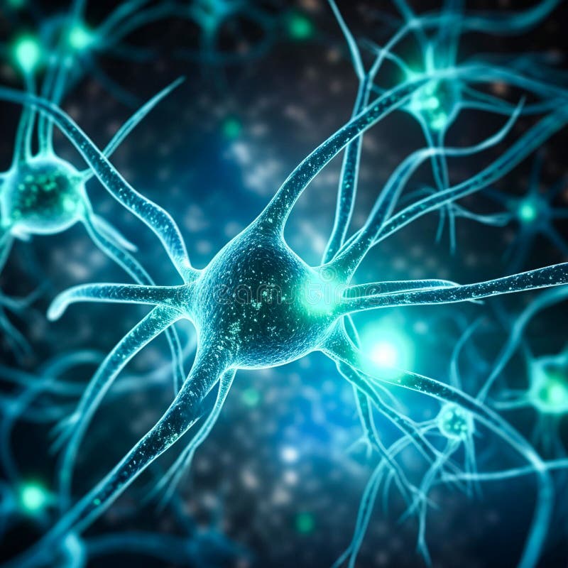 Neuron cells with a glow stock photo. Image of neural - 296435996