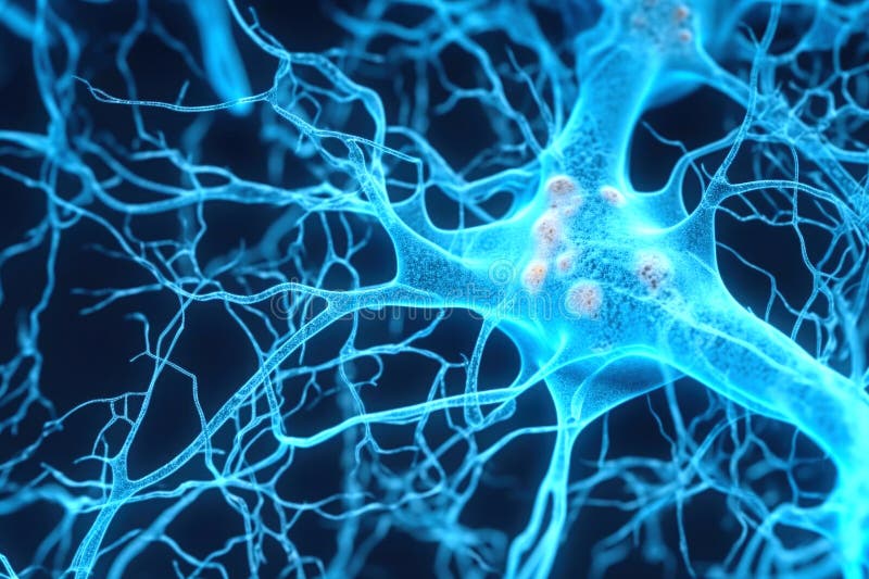 Neuron Cells with Glowing Connections on Abstract Background ...