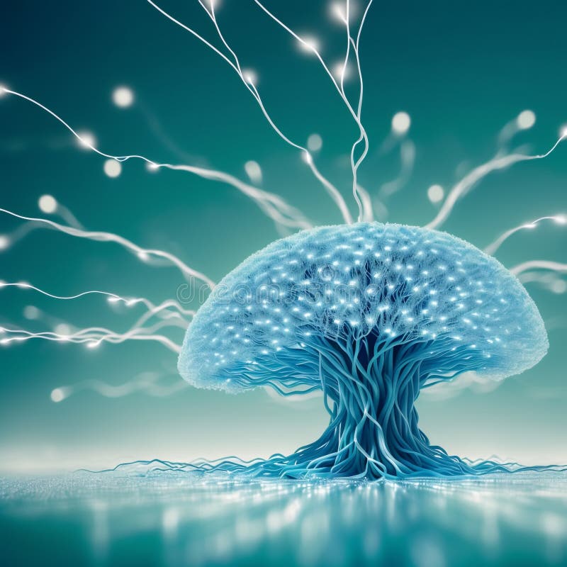 Neuron Cells with Glowing Link Knots. Generative AI Stock Illustration ... Neuron Cells with Glowing Link Knots. Generative AI Stock Illustration ...
