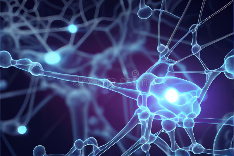 Neuron Cells with Light Impulses Stock Illustration - Illustration of ...