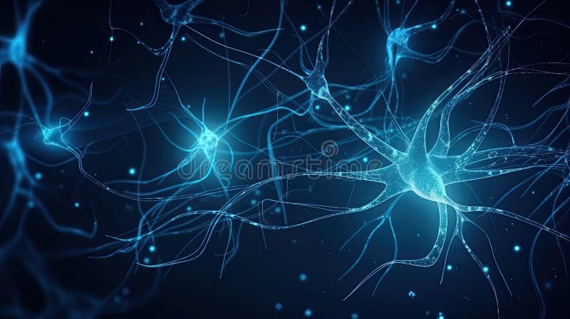 Neuron Cells with Light Impulses Stock Illustration - Illustration of ...