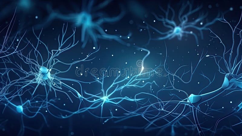 Neuron Cells with Light Impulses Stock Illustration - Illustration of ...