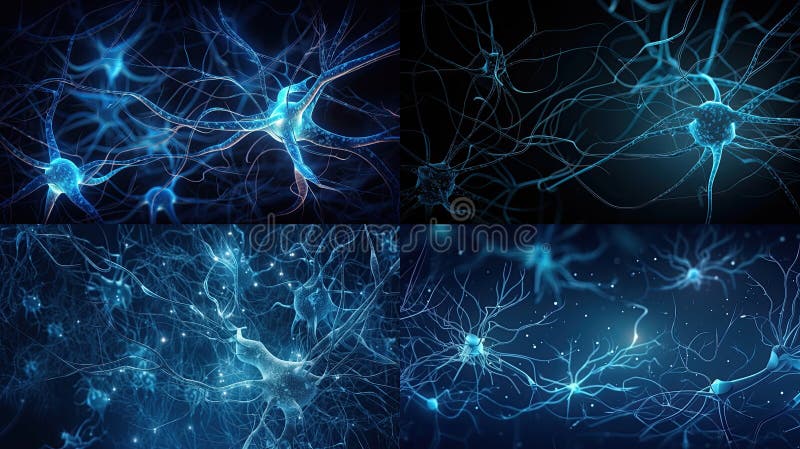 Neuron Cells with Light Impulses Stock Illustration - Illustration of ...