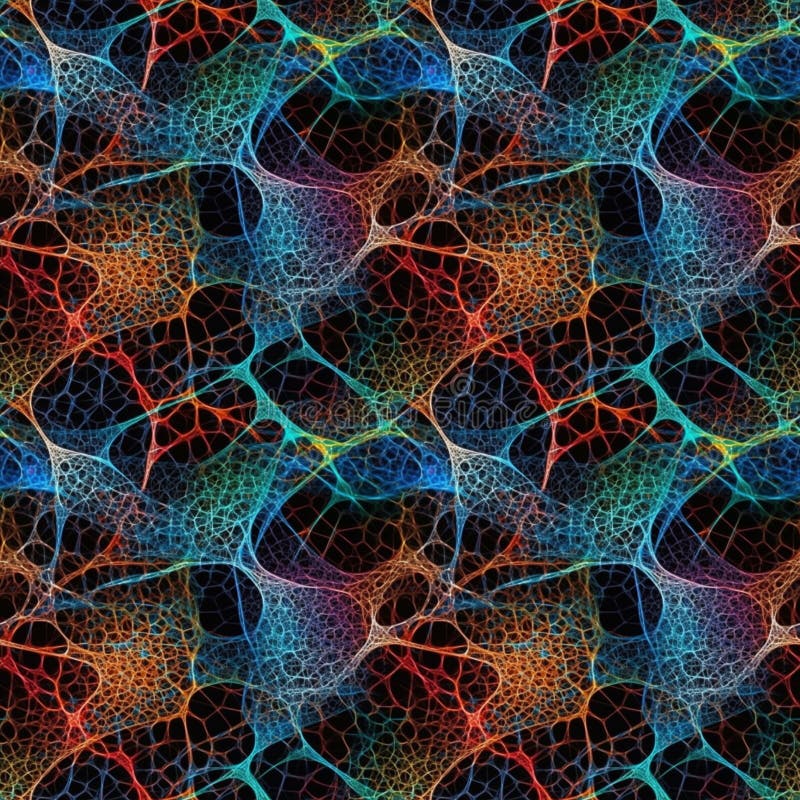 Neuron Cells with Multicolored Glowing Link Knots in Dark Space. AI ...