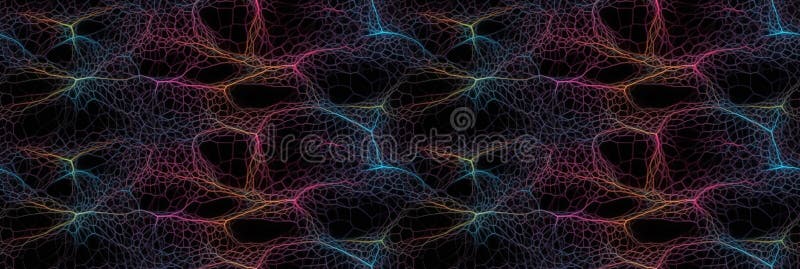 Neuron Cells with Multicolored Glowing Link Knots in Dark Space. AI ...