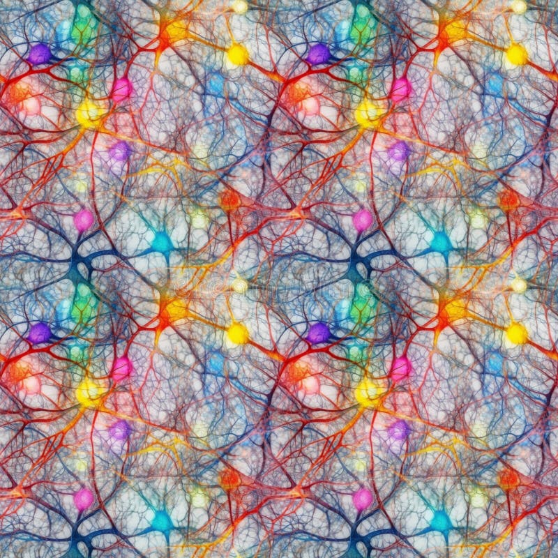 Neuron Cells with Multicolored Glowing Link Knots in Light Space. AI ...