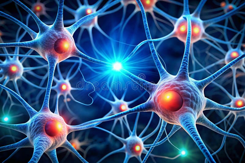 Neuron Cells Network with Impulses: Neural System Concept Stock ...