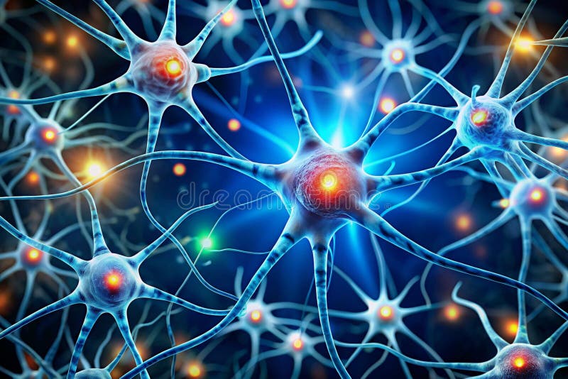 Neuron Cells Network with Impulses: Neural System Concept Stock ...