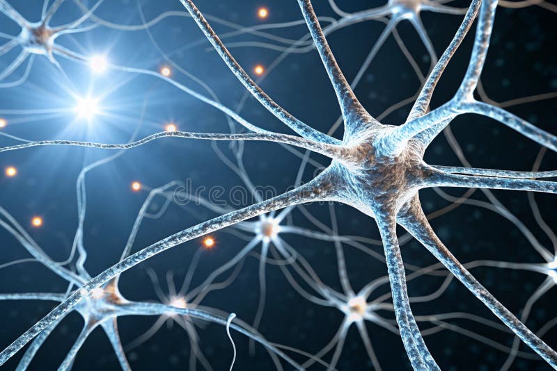 Neuron Cells Network with Impulses: Neural System Concept Stock ...